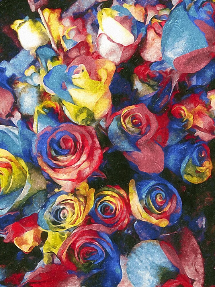 "Red, Yellow and Blue Roses Painting" Art Print for Sale by WithGrace ...