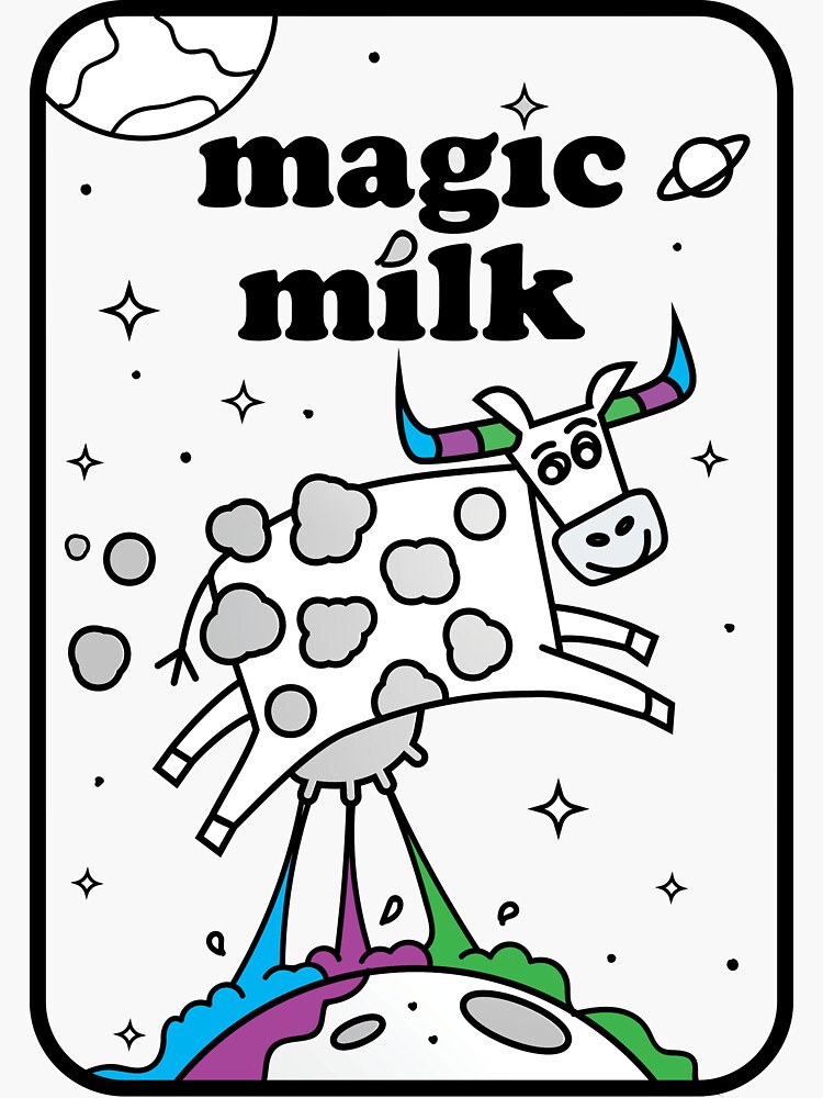 "Magic Milk: The Carbonated Milk" Sticker for Sale by VectorTony ...