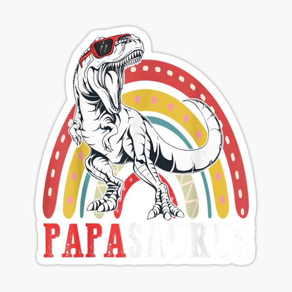 "Papasaurus T Rex Funny Rainbow Papa Saurus Family Matching T-Shirt ...