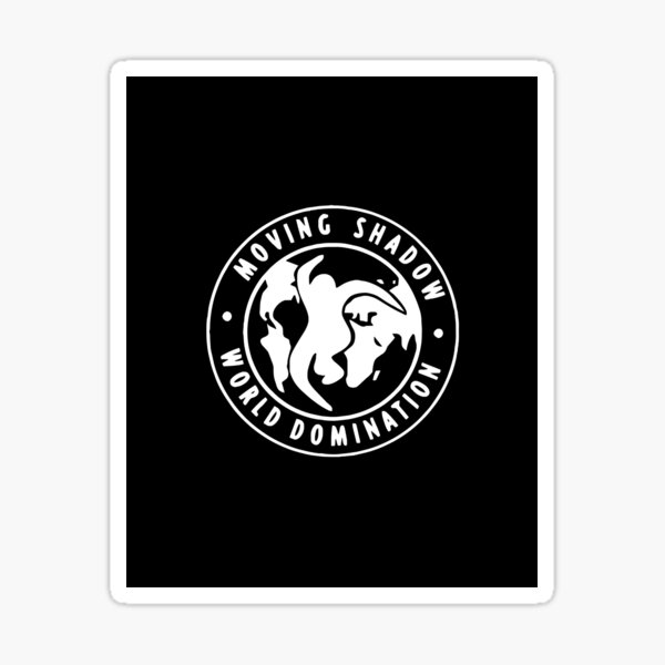 "Moving shadow world domination logo graphic t shirt" Sticker for Sale ...