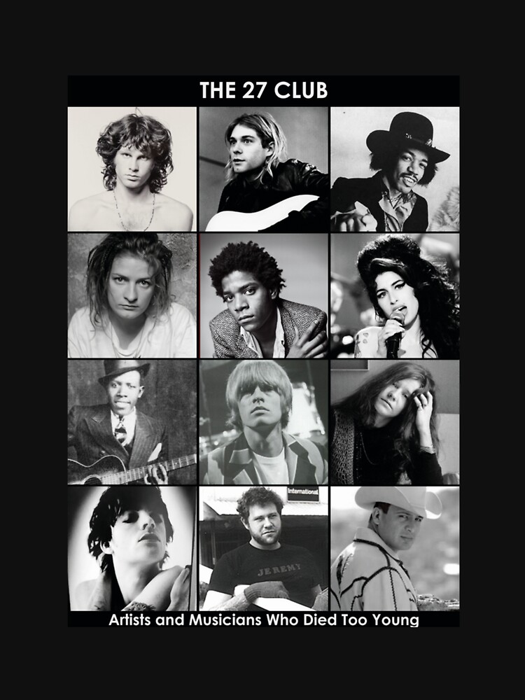 "The 27 club Artists and Musicians Who Died Too Young" Classic T-Shirt ...
