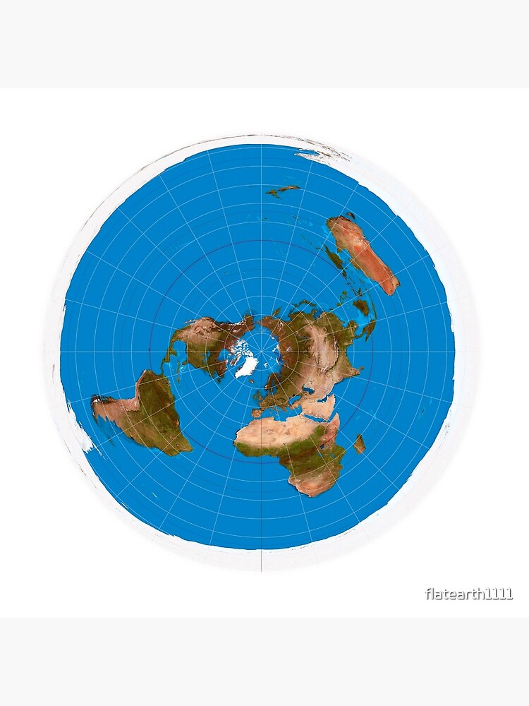 Impression photo « Carte de la Terre Plate - Projection équidistante ...