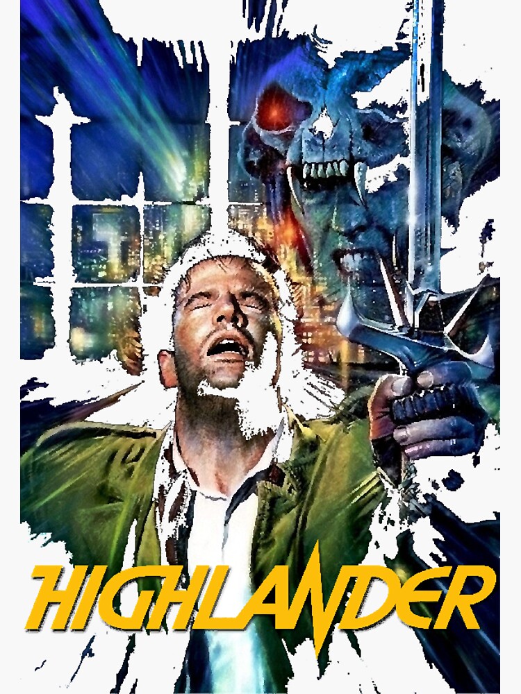 "Highlander Original Poster Artwork (1985)" Sticker by AlanGargate ...