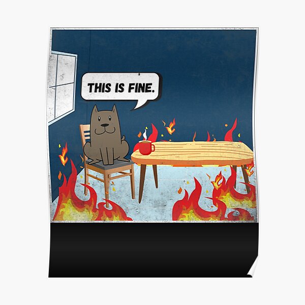 "Day Gift This Is Fine Dog Meme Pattern Pack Distressed Grunge Effect ...