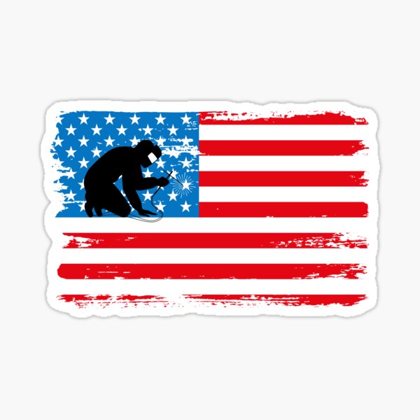 "American Welder Flag 4th of July Patriotic Welding" Sticker by ...