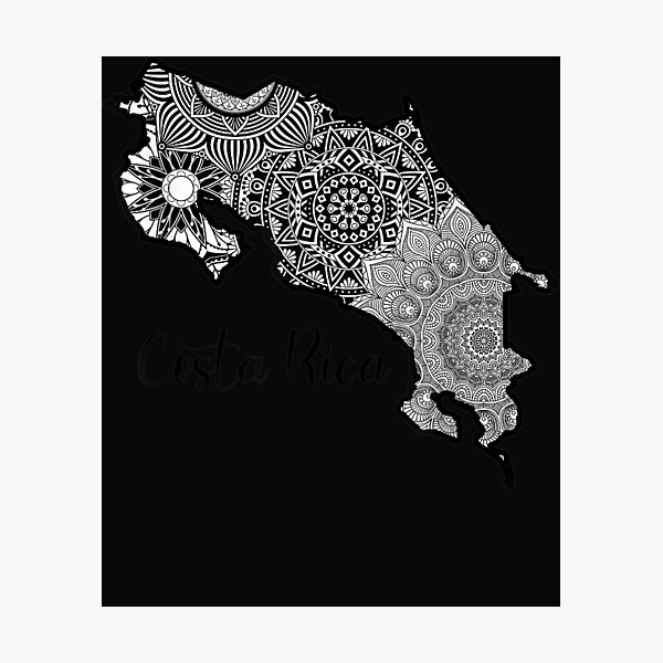 Lámina fotográfica «Recuerdos de Costa Rica Mandala de Costa Rica Mapa ...