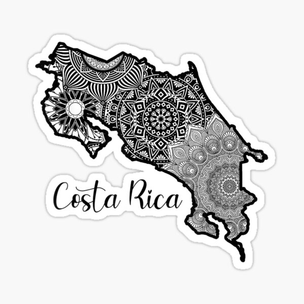 Pegatina «Recuerdos de Costa Rica Mandala de Costa Rica Mapa Pura Vida ...