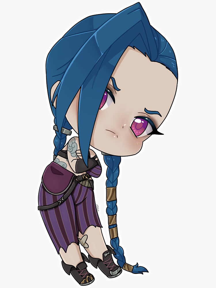 "Angry Jinx Chibi Pink Eyes" Sticker by rhibbet | Redbubble