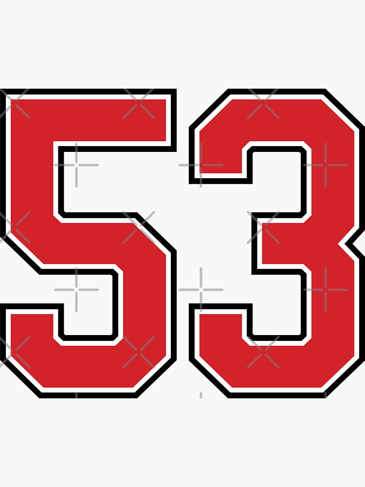 "Sports Number 53, red black color lucky sport fifty three" Sticker for ...