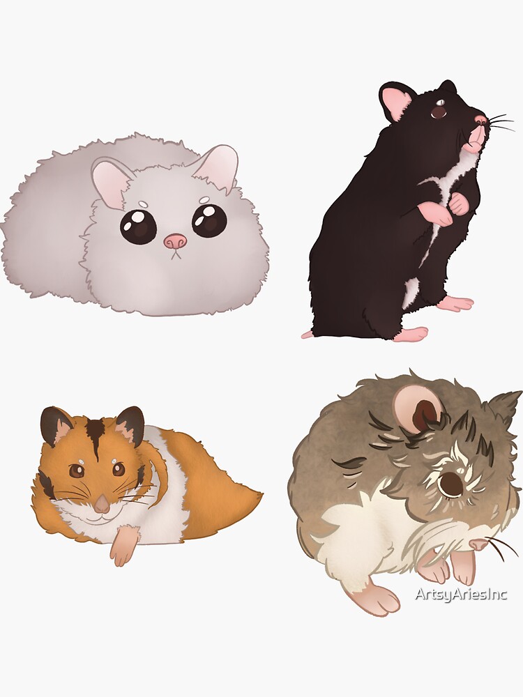 "Hammy Hamster Syrian and Drawf Sticker Pack" Sticker by ArtsyAriesInc ...