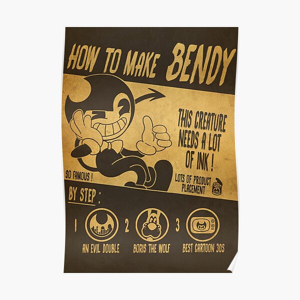 "Bendy poster - cartoon style" Poster for Sale by artworms | Redbubble