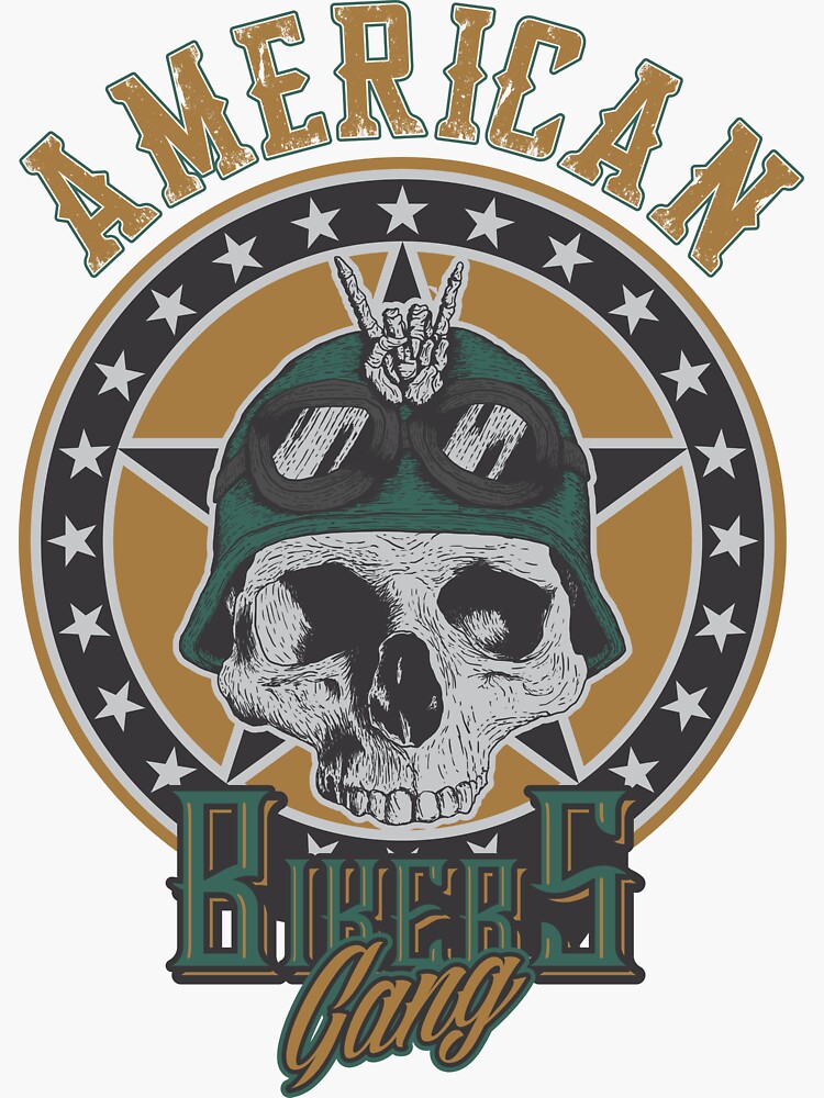 "american bikers gang mens t shirt design" Sticker by designsmaster99 ...
