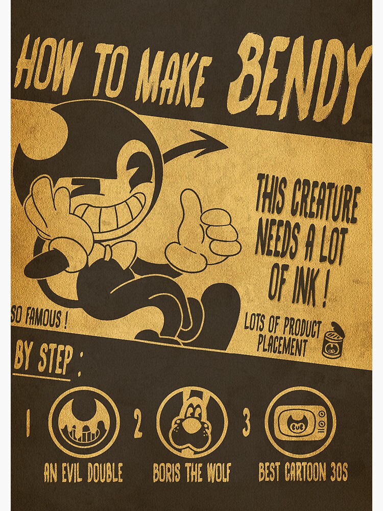 "Bendy poster - cartoon style" Spiral Notebook for Sale by artworms ...