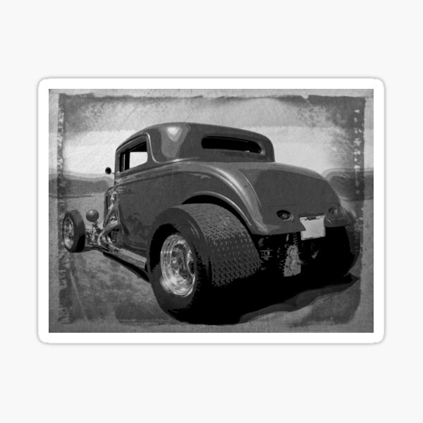 "1932 Ford Hot Rod Coupe Pop Bw" Sticker by DKDigital | Redbubble