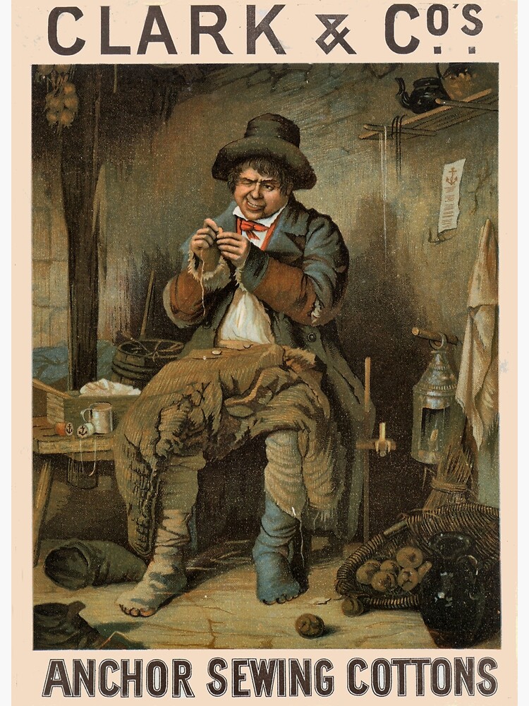 "Antique sewing thread advertising poster, Clark Anchor Sewing Cotton ...