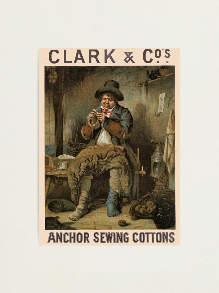 "Antique sewing thread advertising poster, Clark Anchor Sewing Cotton ...