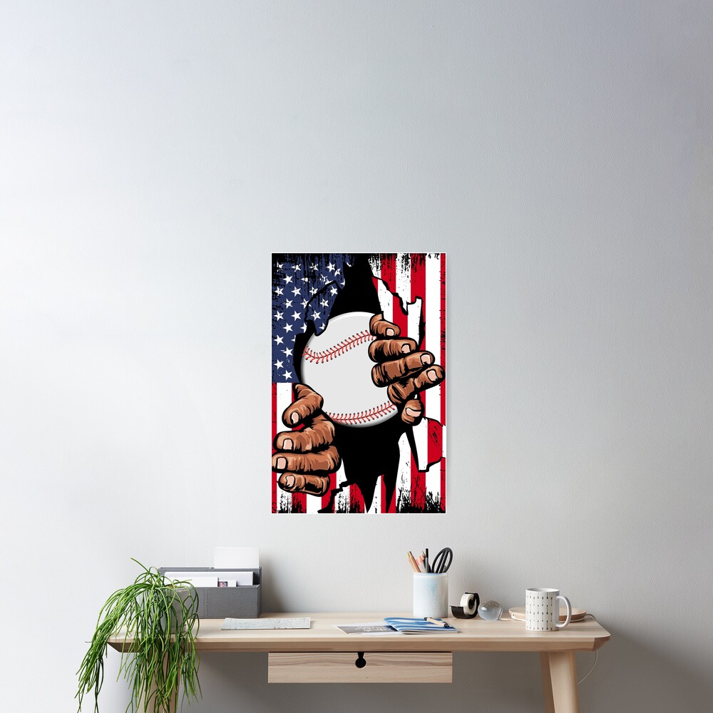 "Baseball Softball American Flag Patriotic 4th of July Catcher Pitcher ...