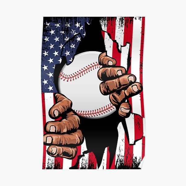 "Baseball Softball American Flag Patriotic 4th of July Catcher Pitcher ...