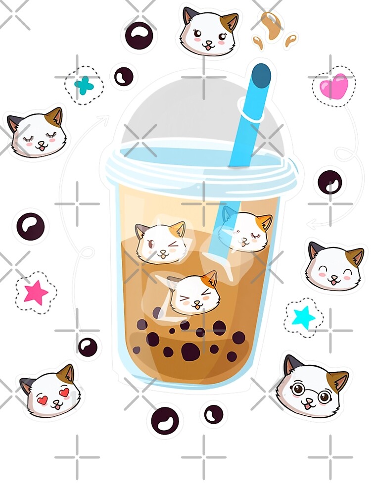 Cat Boba Tea Bubble Tea Anime Kawaii Neko Cat Boba Tea Photographic