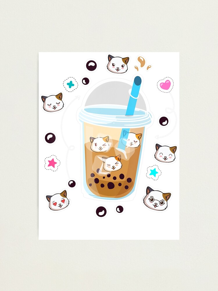 Cat Boba Tea Bubble Tea Anime Kawaii Neko Cat Boba Tea Photographic