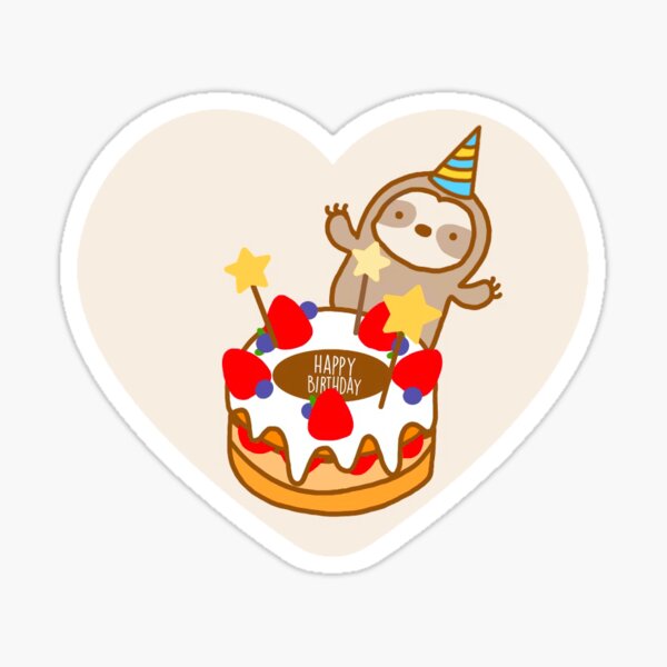 "Cute Sloth Birthday Cake " Sticker by theslothinme | Redbubble