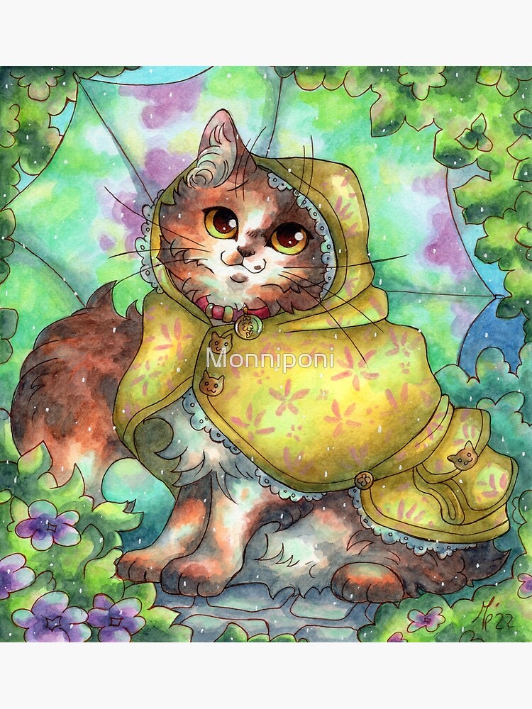"Cottagecore spring rain cat" Poster for Sale by Monniponi | Redbubble