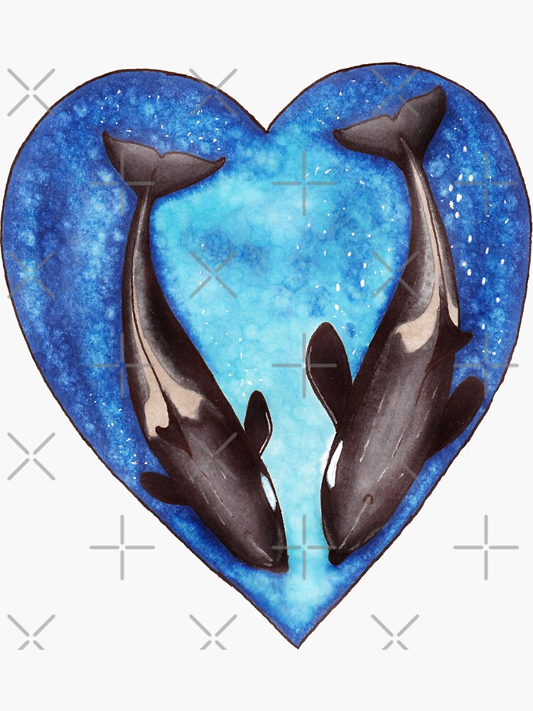 "Heart shaped orca whales" Sticker by DutchOrca | Redbubble