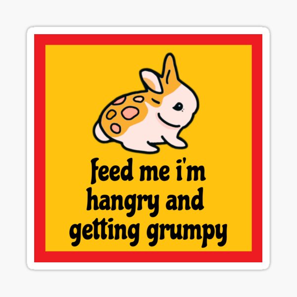 "Feed Me Im Hangry and Getting Grumpy | Cute Bunny Hungry Meme" Sticker ...