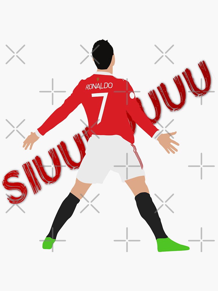 "Cristano Ronaldo Celebration Block Art SIUUUU with text" Sticker for ...
