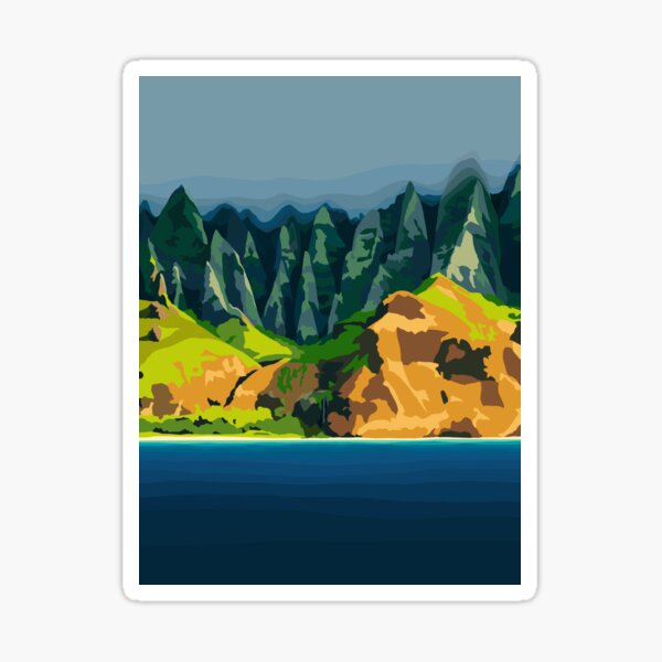 "Nā Pali Coast " Sticker by lizarooks | Redbubble