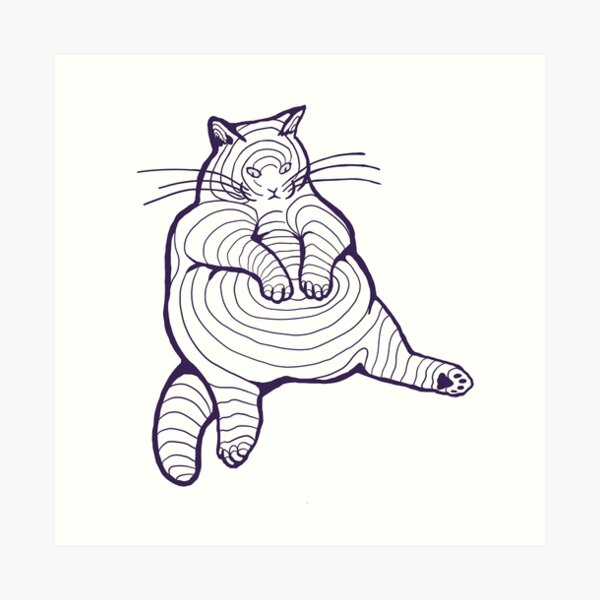" Pack -Cute chubby chonky cat design - lineart version fat kitty in ...