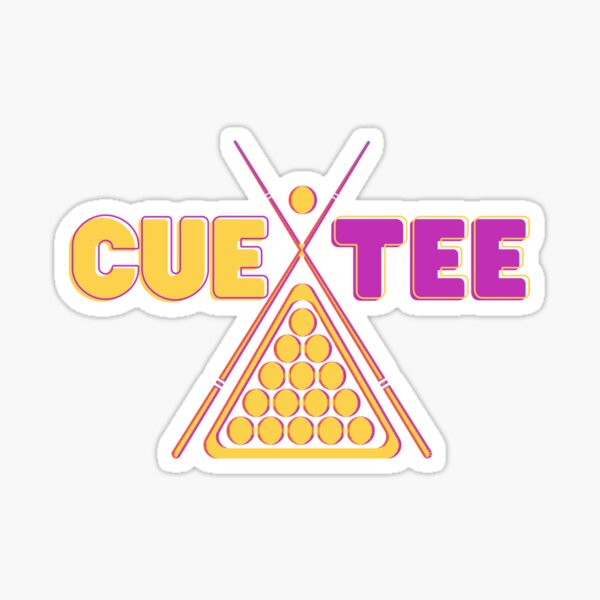 "Billiards Pun Cue-Tee Cutie Design In Retro Colors" Sticker for Sale ...