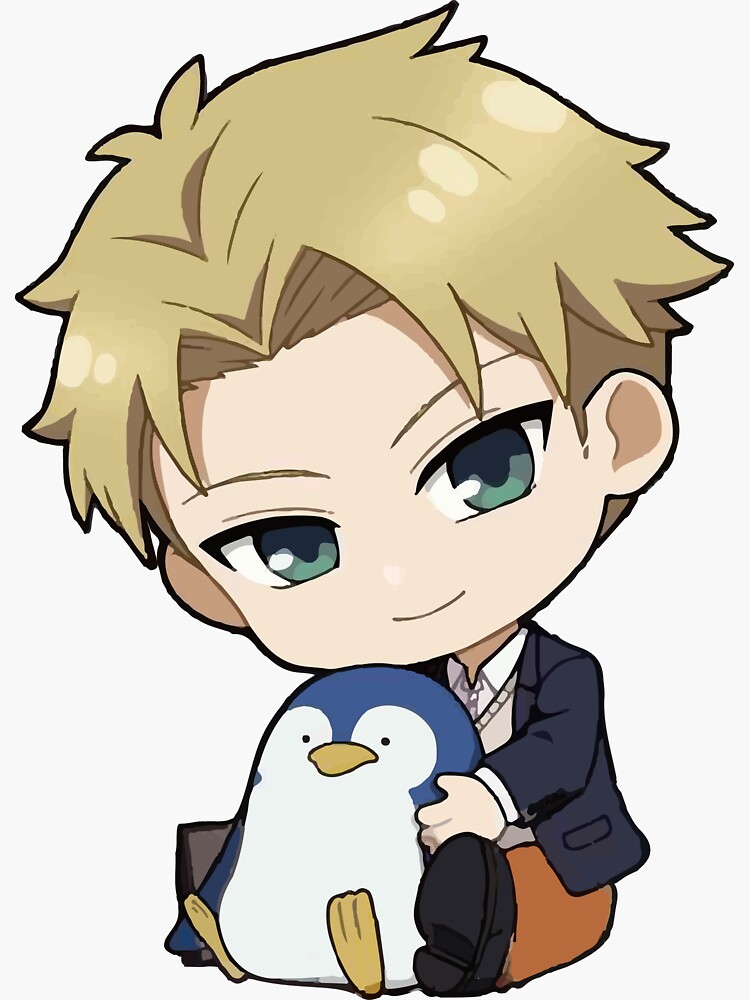 Pegatina «Chibi espía x padre de familia falsificador loid con pingüino ...