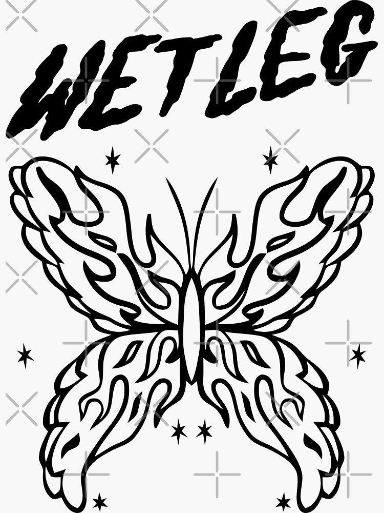 "Wet Leg Merch Black Butterfly" Sticker by ElbaSoft | Redbubble