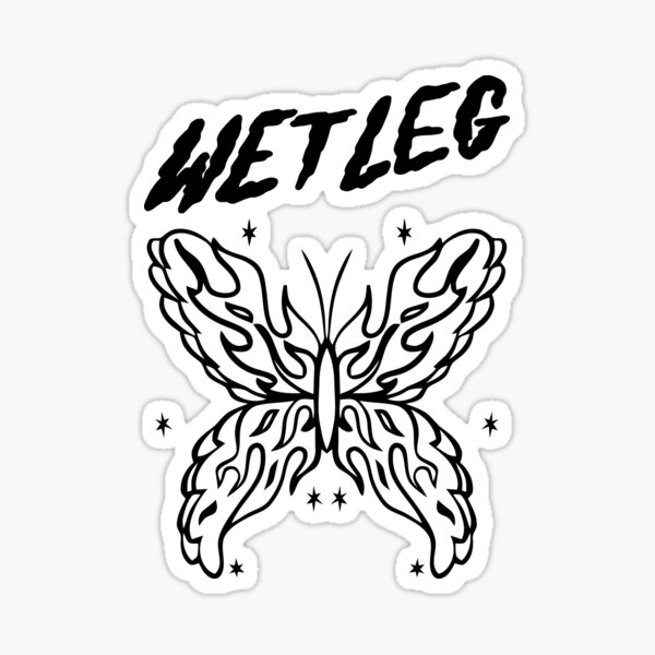 "Wet Leg Merch Black Butterfly" Sticker by ElbaSoft | Redbubble