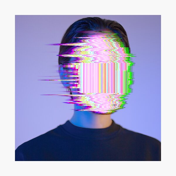 Ripped Face Glitch Face Photographic Print For Sale By Castiloart Redbubble