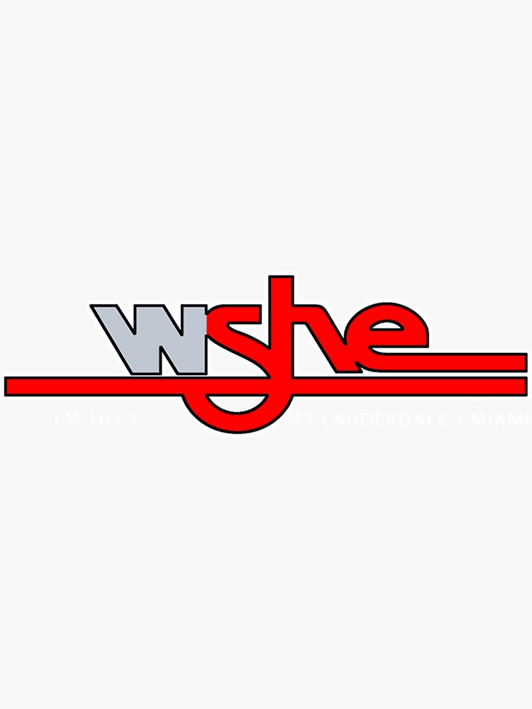 "Wshe fm ftlauderdalemiami on black classic t shirt" Sticker by ...