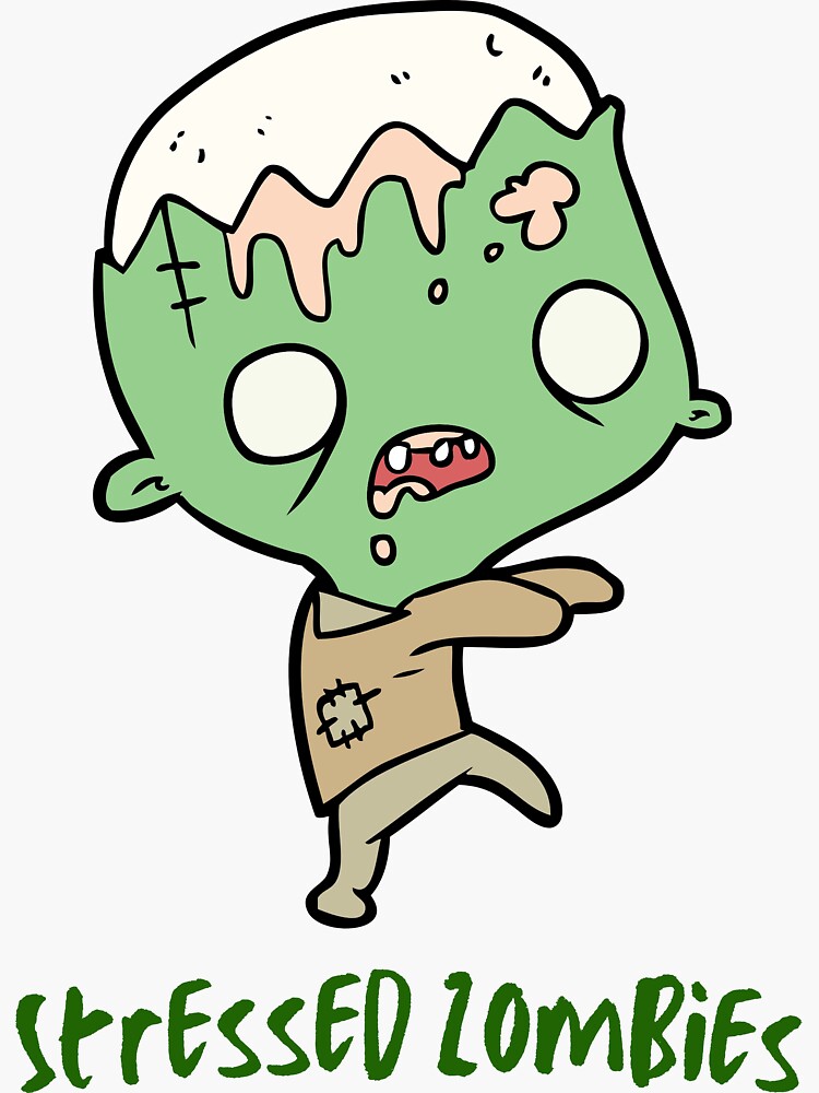 "Stressed zombies" Sticker for Sale by Magossa | Redbubble