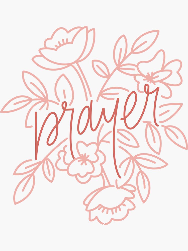 "Floral Prayer - Pink" Sticker by AlsOnRedBubble | Redbubble