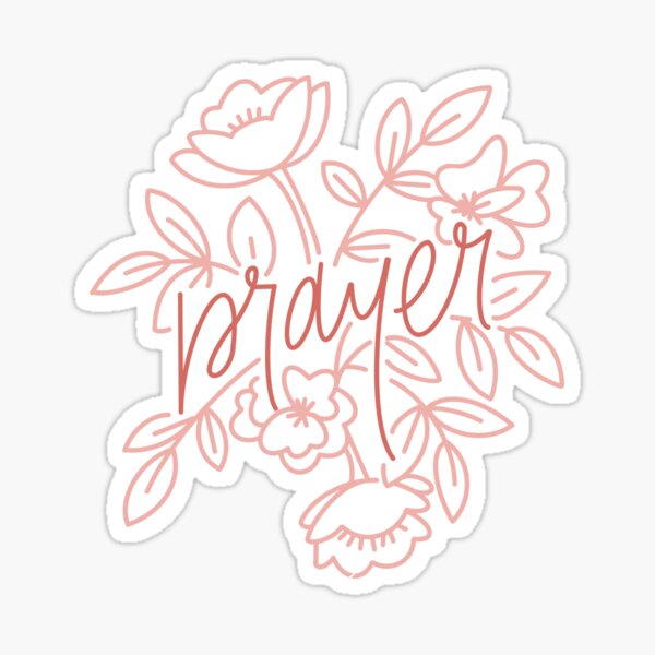 "Floral Prayer - Pink" Sticker by AlsOnRedBubble | Redbubble