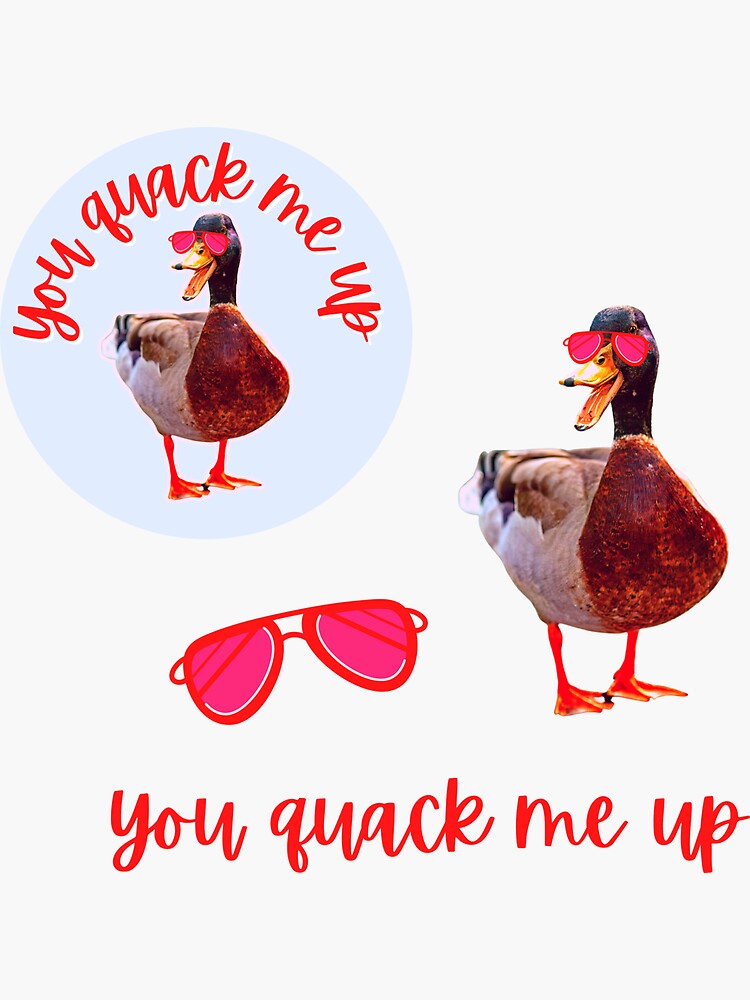 "you quack me up funny duck in sunglasses" Sticker by LaurenPittaway ...