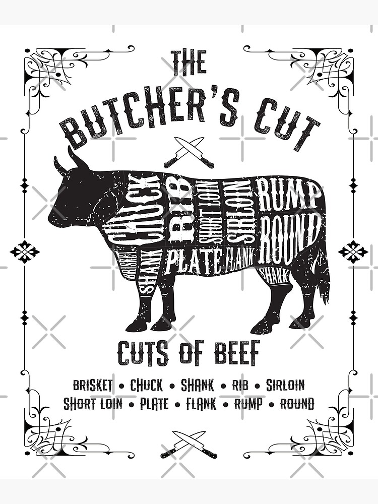 "The Butcher's Cut - Cuts of Beef" Poster for Sale by brynscully ...