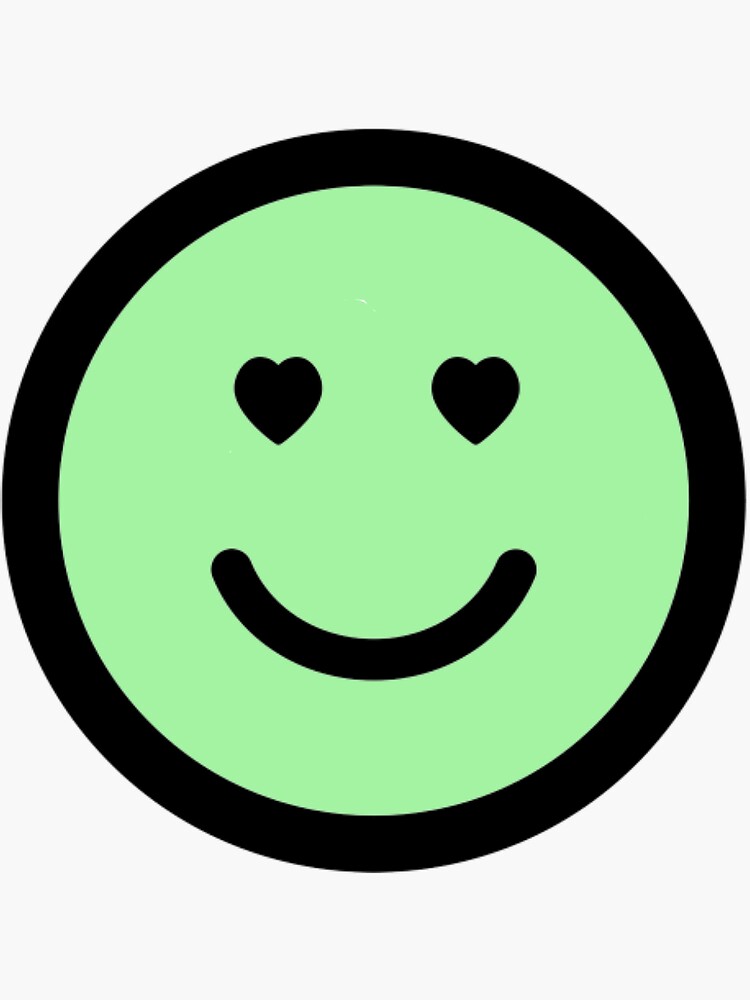 "Mint Smiley Face With Heart Eyes Sticker" Sticker by ashl3ey | Redbubble