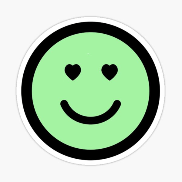 "Mint Smiley Face With Heart Eyes Sticker" Sticker by ashl3ey | Redbubble