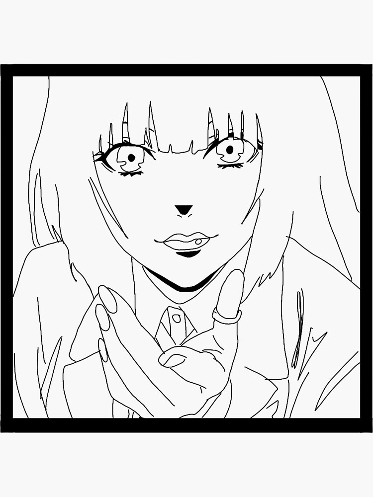 "Yumeko Jabami— Black Outline (KAKEGURUI)" Sticker by itsaiaaa | Redbubble