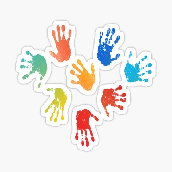 "Finger Paint Kids Handprint" Sticker by mooon85 | Redbubble