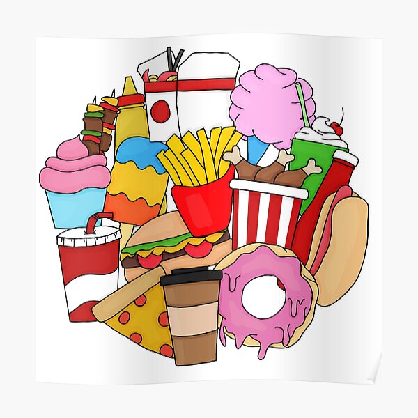 "Takeaways & sweets illustration" Poster for Sale by Malcolm97 | Redbubble