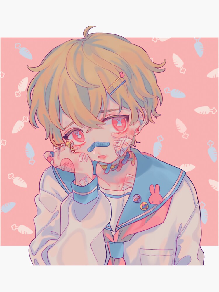 Pegatina Pastel Menhera Kawaii Anime Girl Menhera Kei Kawaii Clásico De Vanzeexdnila