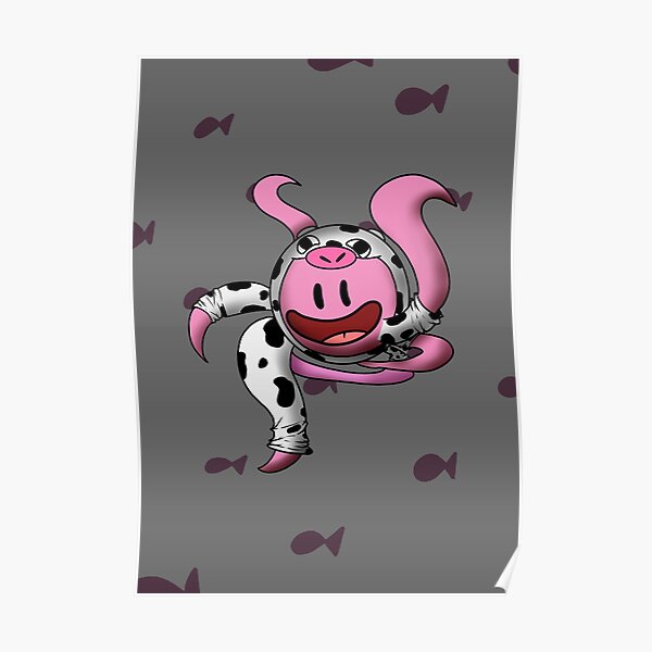 "Cow-Octopus /w Background" Poster for Sale by adoseofdoodles | Redbubble