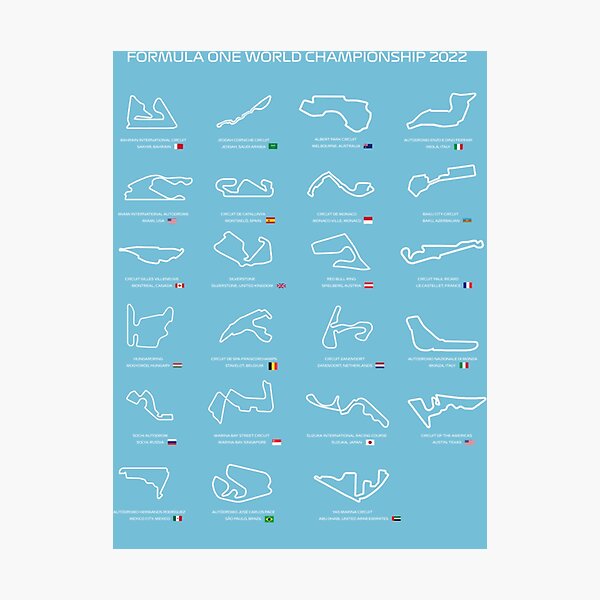 "All F1 Race Tracks Circuits Calendar for 2022. Classic T-Shirt ...